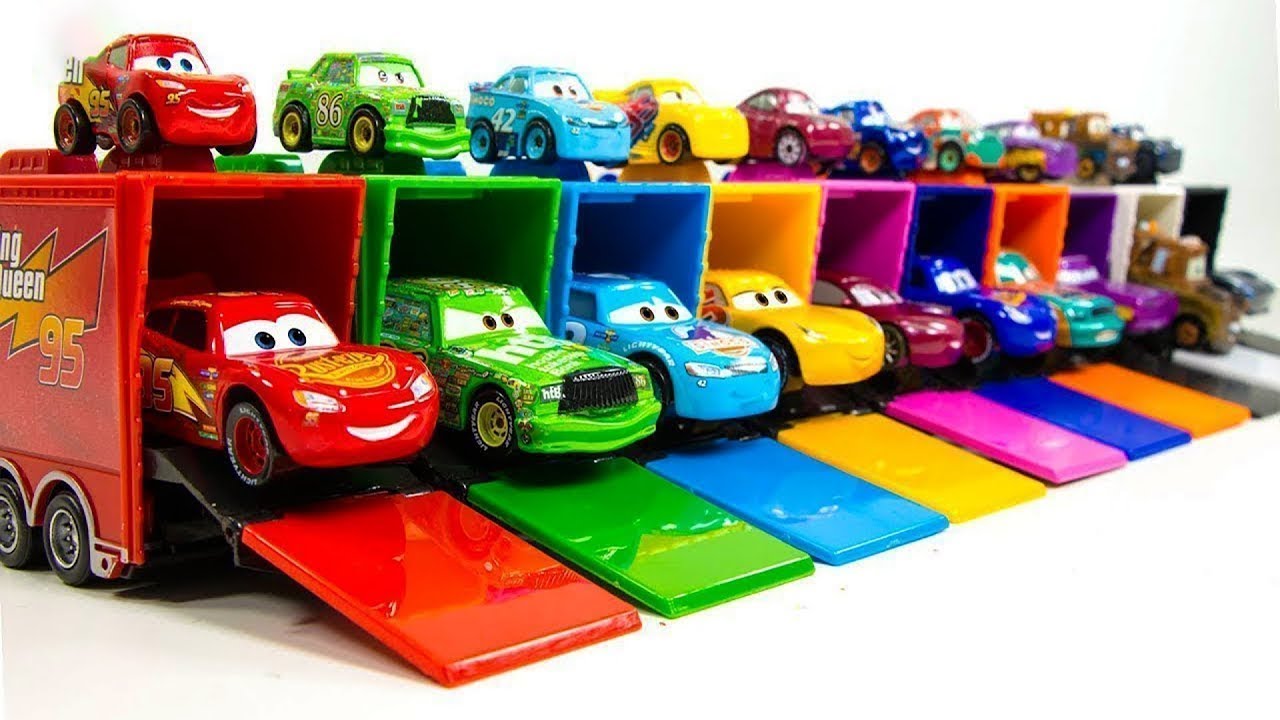 Disney Pixar Cars fall into the water: Lightning McQueen, Mater, Boost ...