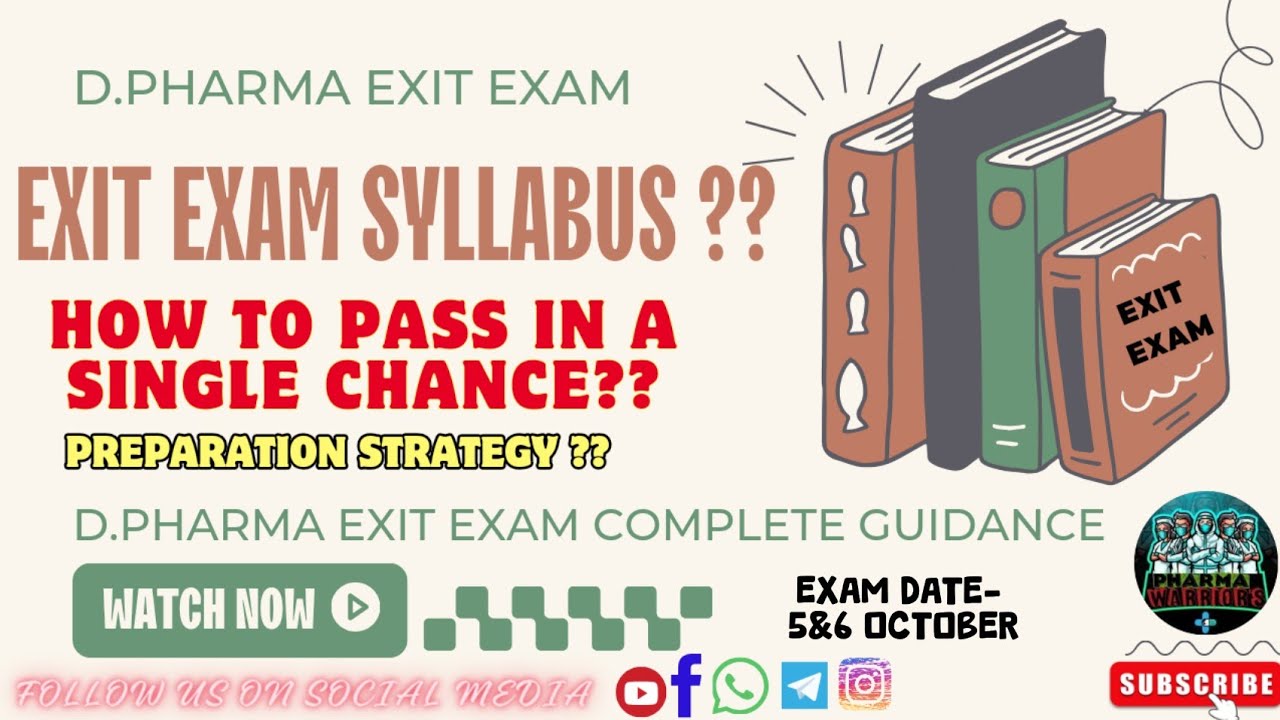 Dpharma Exit Exam Syllabus ||How to Pass Exit Exam in a Single Chance ...