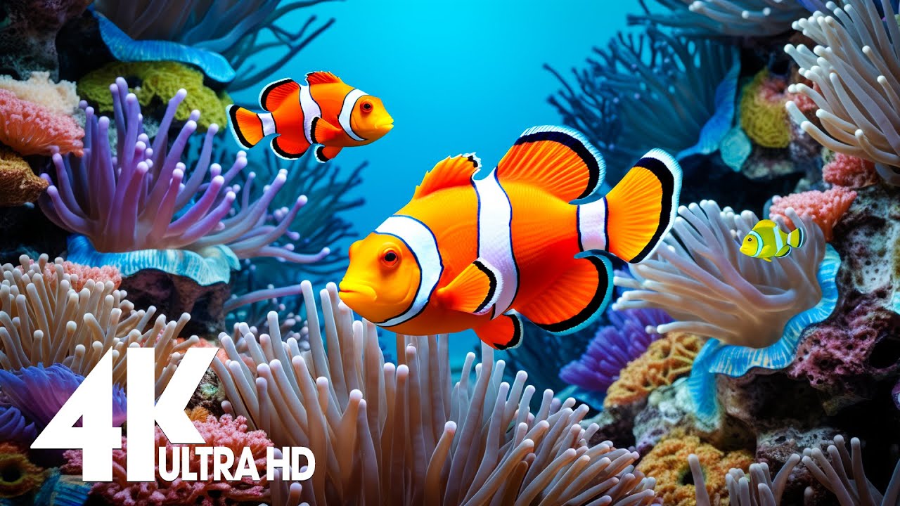 Aquarium 4K VIDEO (ULTRA HD) - Relaxing Music with Beautiful Coral Reef ...
