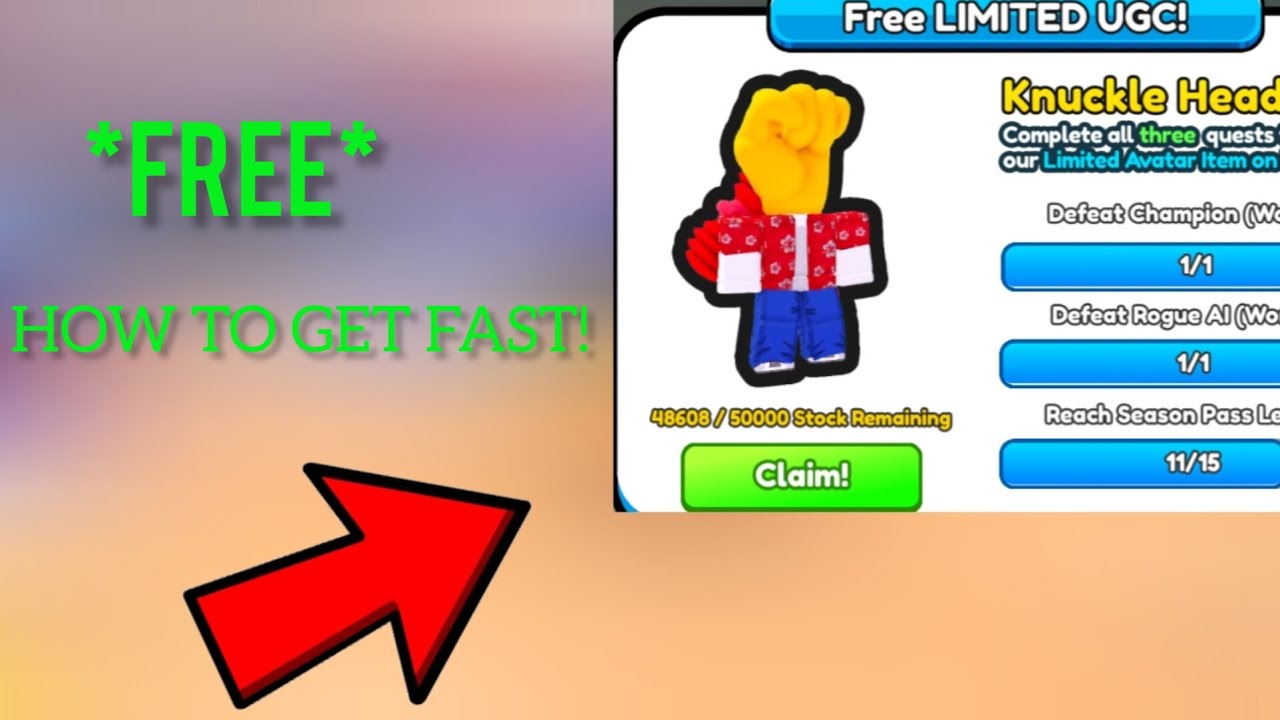 How To Get The Knuckle Head Limited UGC Accessory FAST! | Arm Wrestle ...