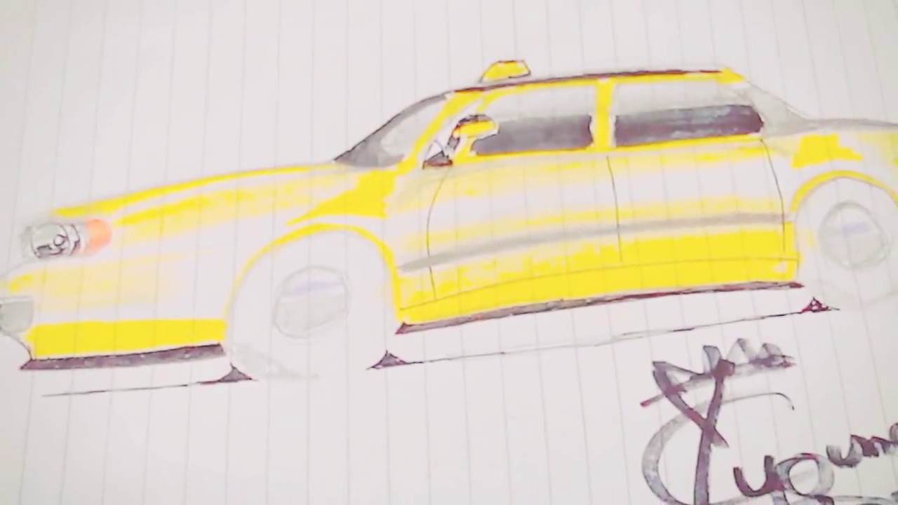 How to draw a taxi - YouTube