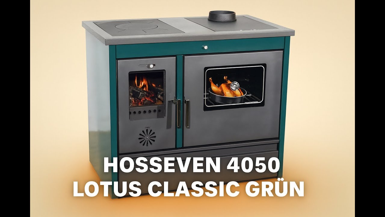 Hosseven Kaminofen 4050 Lotus Classic Grün – Heizen, Kochen & Backen ...