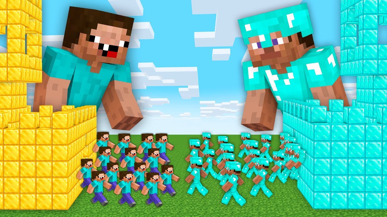 Minecraft BIGGEST CASTLE ARMY BATTLE in Noob vs Pro Animation - YouTube