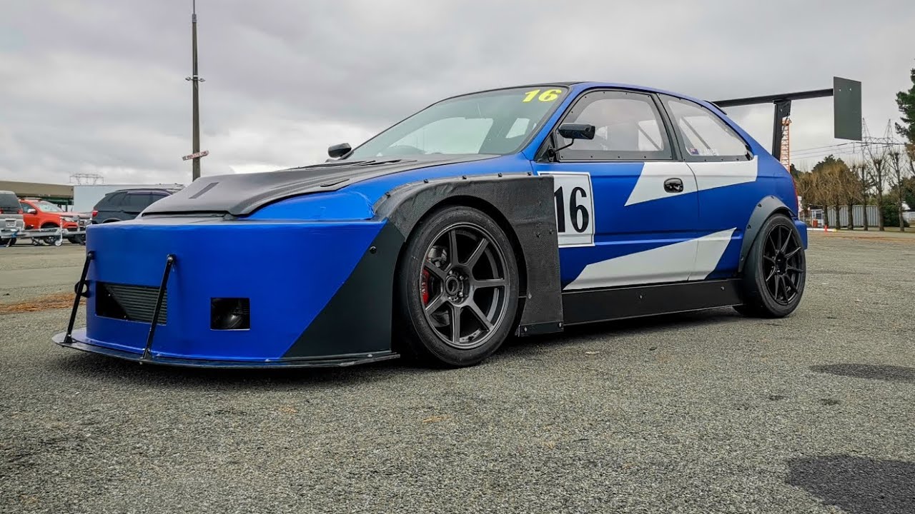 Widebody EK9 Civic K20 Turbo Sequential Racecar walkaround - YouTube