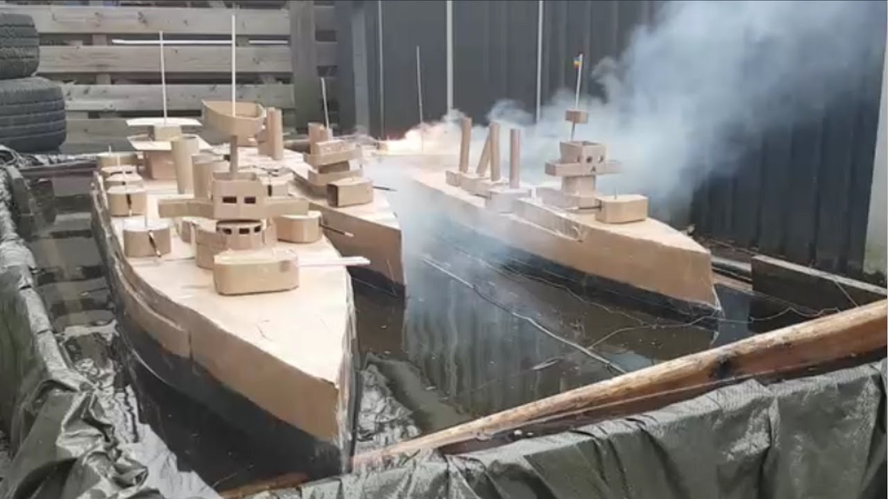 Cardboard Ship On Fire And Sinking: Battleship Admiral Kin Fai Chung ...