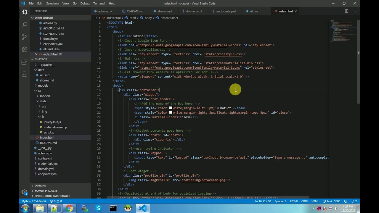 Rasa Core Chatbot Custom UI - YouTube