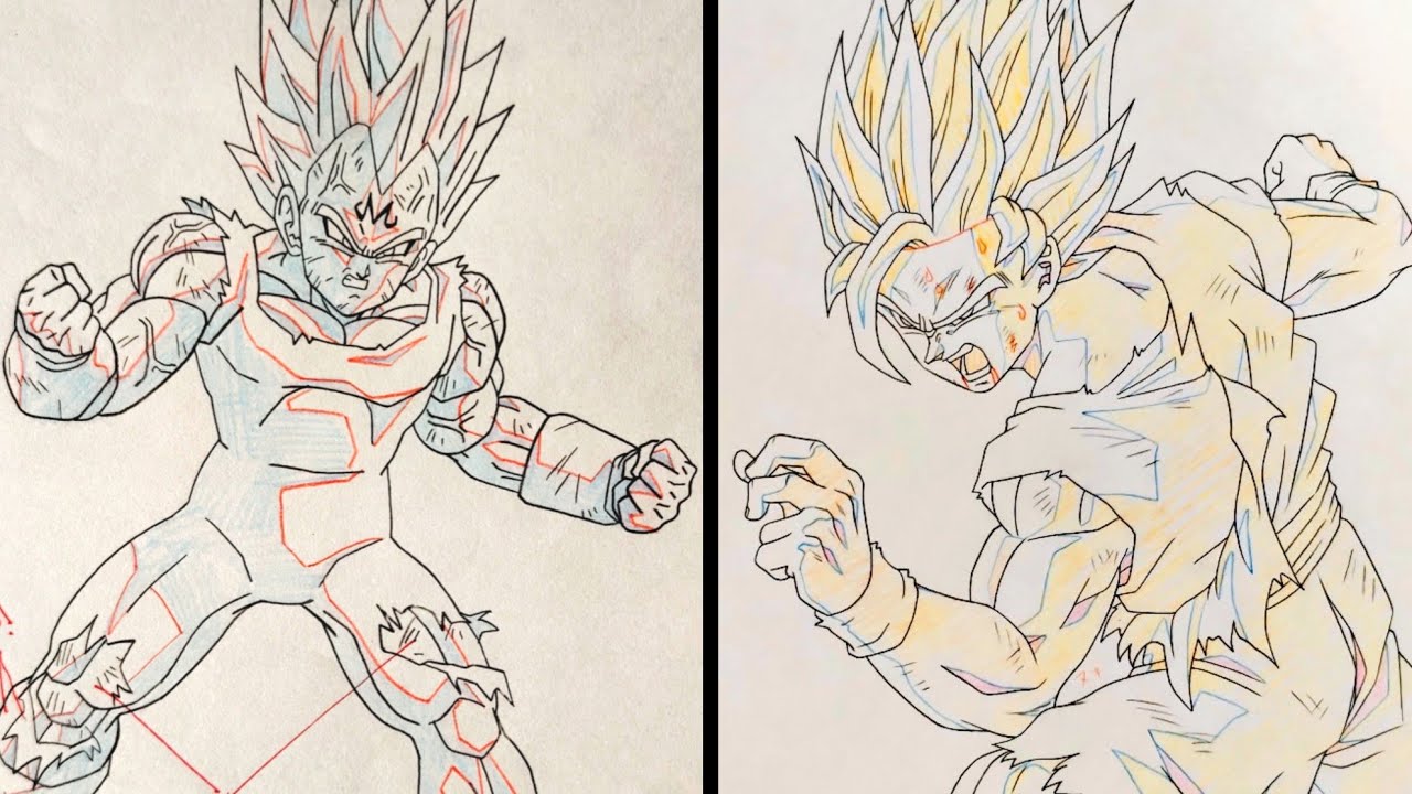 Dragon Ball Z Goku Super Saiyan 2 Vs Majin Vegeta Anime Cel Production ...