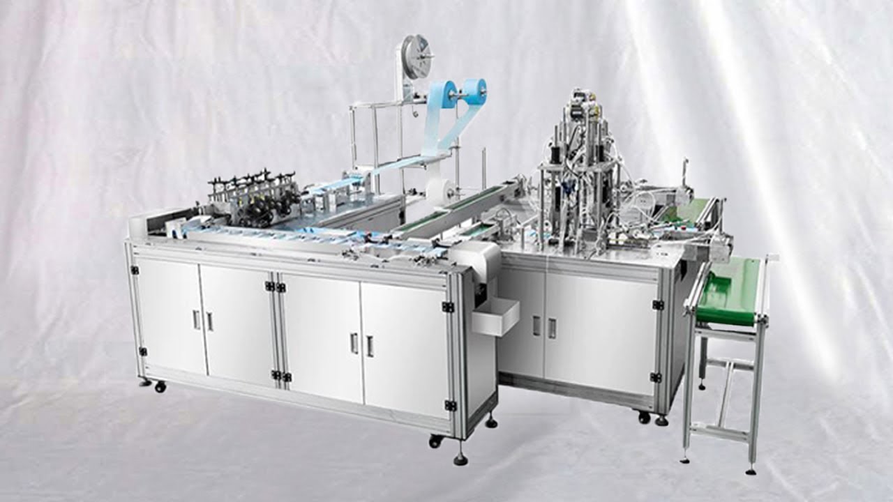 Testing surgical face masks making machine 1+2 line with CCD inspection ...