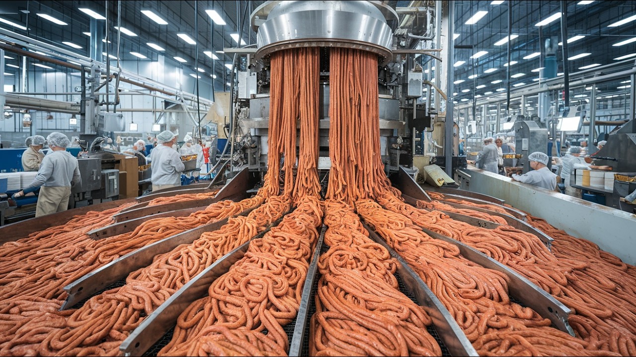 How Millions of Sausages Are Produced in a Factory: Full Sausage ...