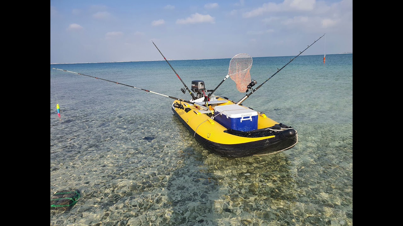 inflatable boat fishing setup - YouTube