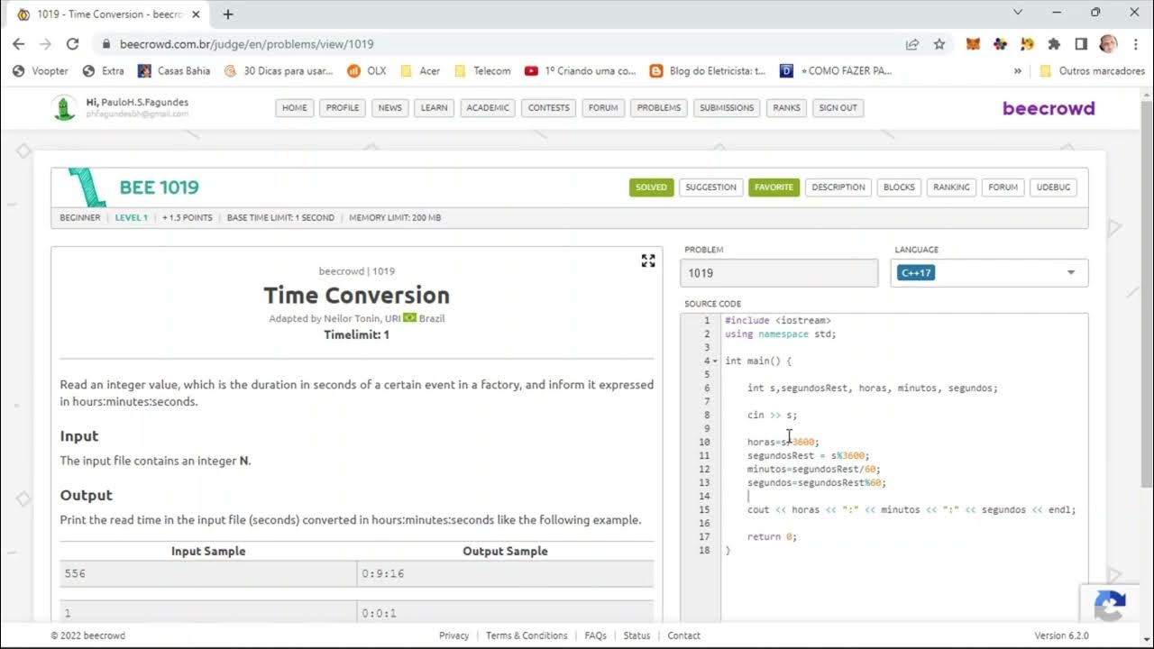 Time Conversion Linguagem C 1019solution Beecrowd Cplusplusprogramming Youtube