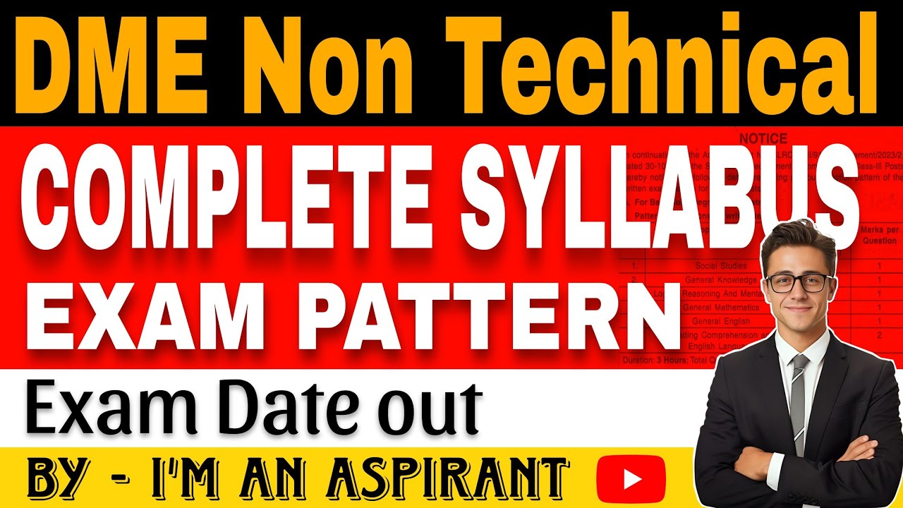 DME NON TECHNICAL SYLLABUS | Complete DME syllabus | DME Exam Pattern | DME 2025 - YouTube