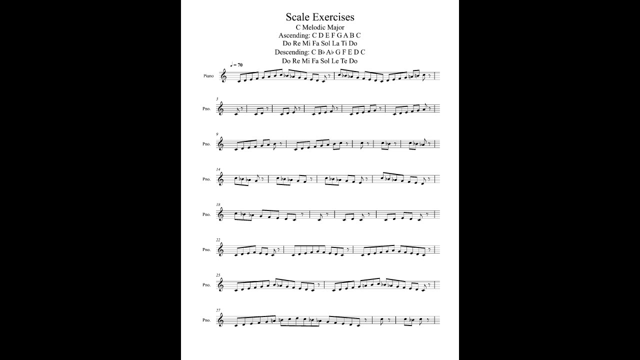 Scale Exercises C Melodic Major - YouTube