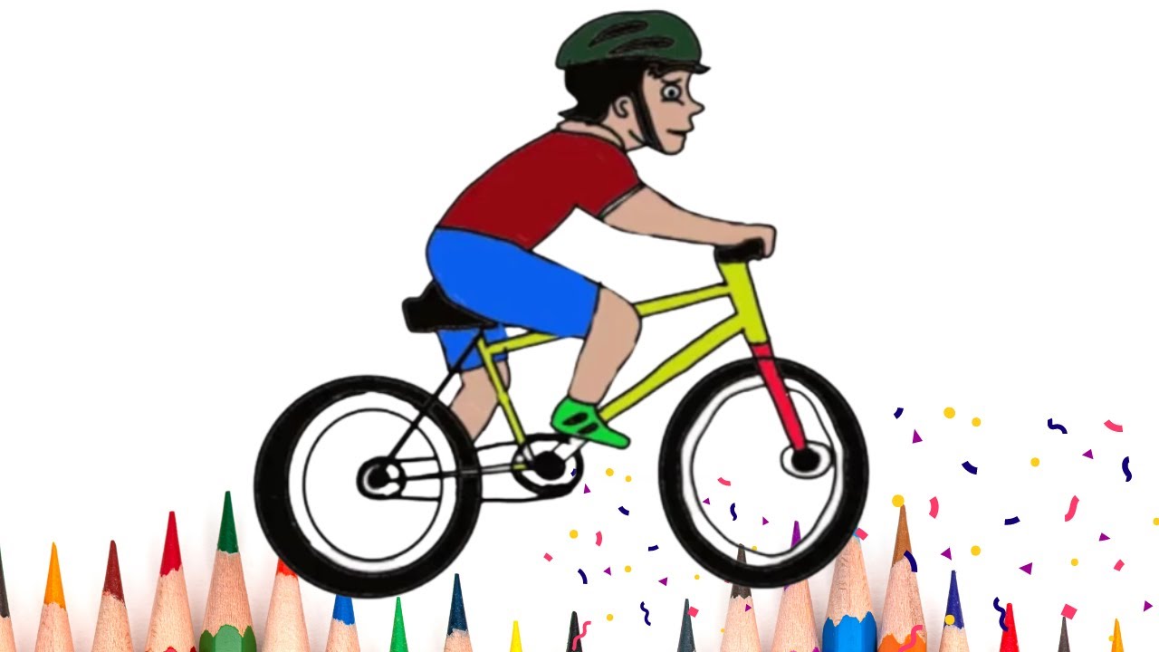 How to draw a Cycling Boy | Drawing Cycle and a Boy - YouTube