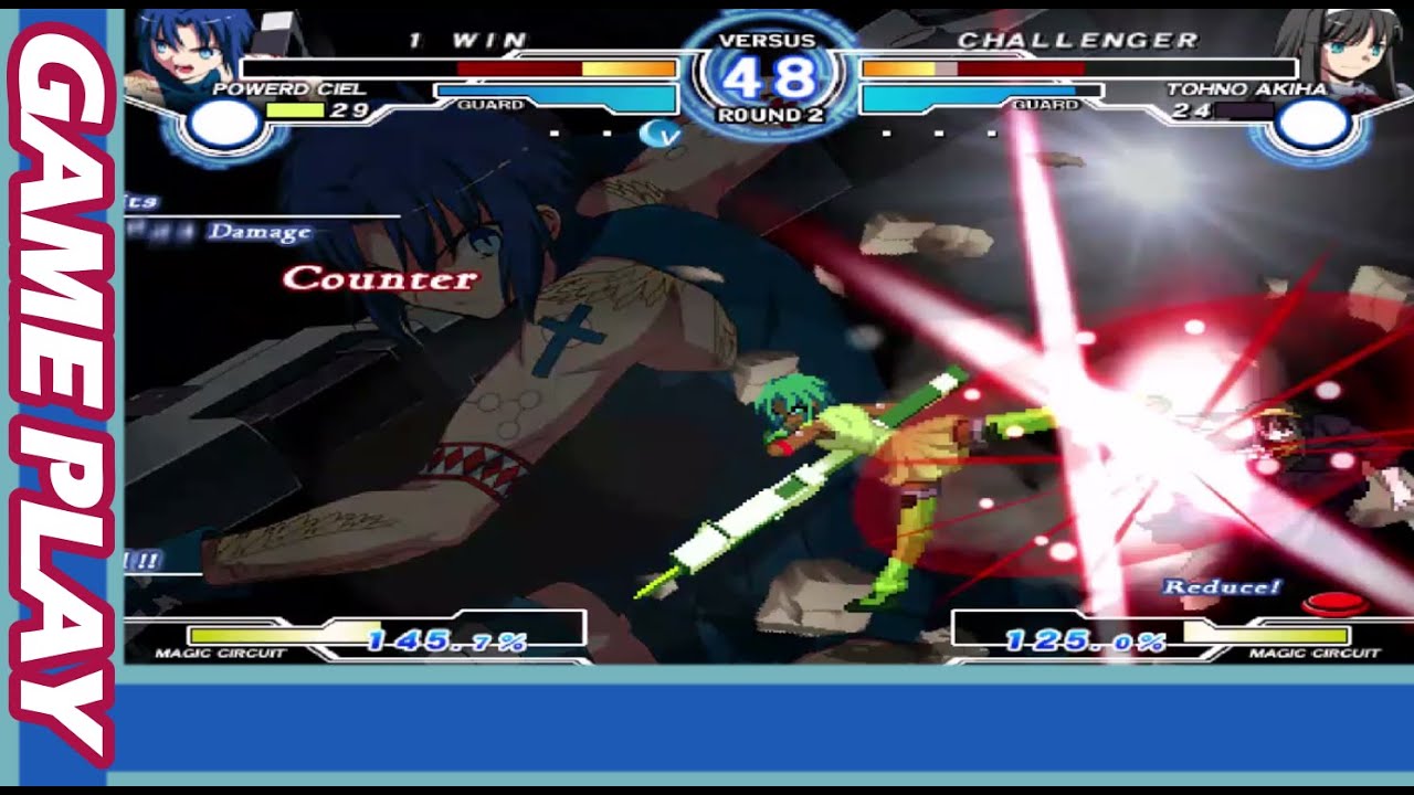124 MBAACC POWERED CIEL (F Moon) vs AKIHA (F Moon) - YouTube