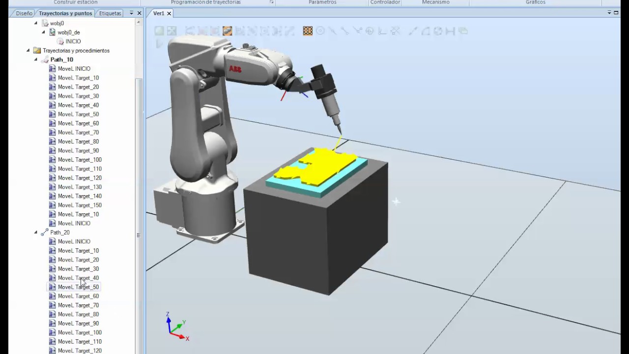 RobotStudio - Práctica nº 5 Trayectoria sobre figura irregular - YouTube