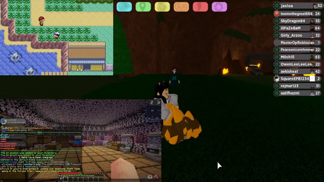 Hunting for Gamma geklow + mew in pixelmon and playing pokemon sapphire ...