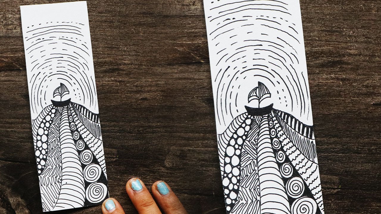 How to draw a bookmark | How to draw a boat bookmark | Easy & quick ...