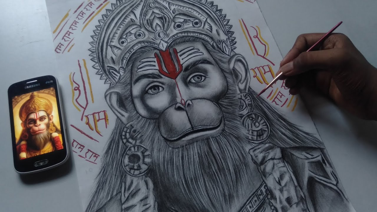 Hanuman ji realistic drawing with Ram bhakt Hanuman | 🤩 lord Hanuman ji ...