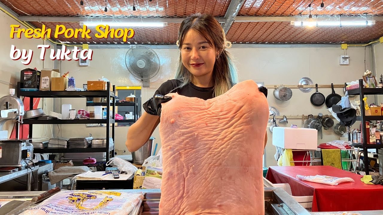 Amazing!! Pork Cutting Skills by This Beautiful Lady | Fresh Pork Shop ...