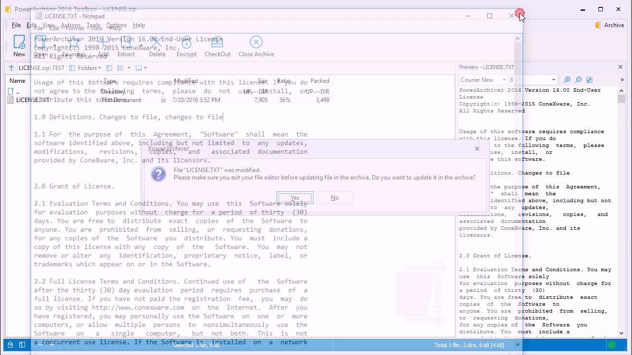 PowerArchiver Tutorial: Update files inside an encrypted archive - YouTube