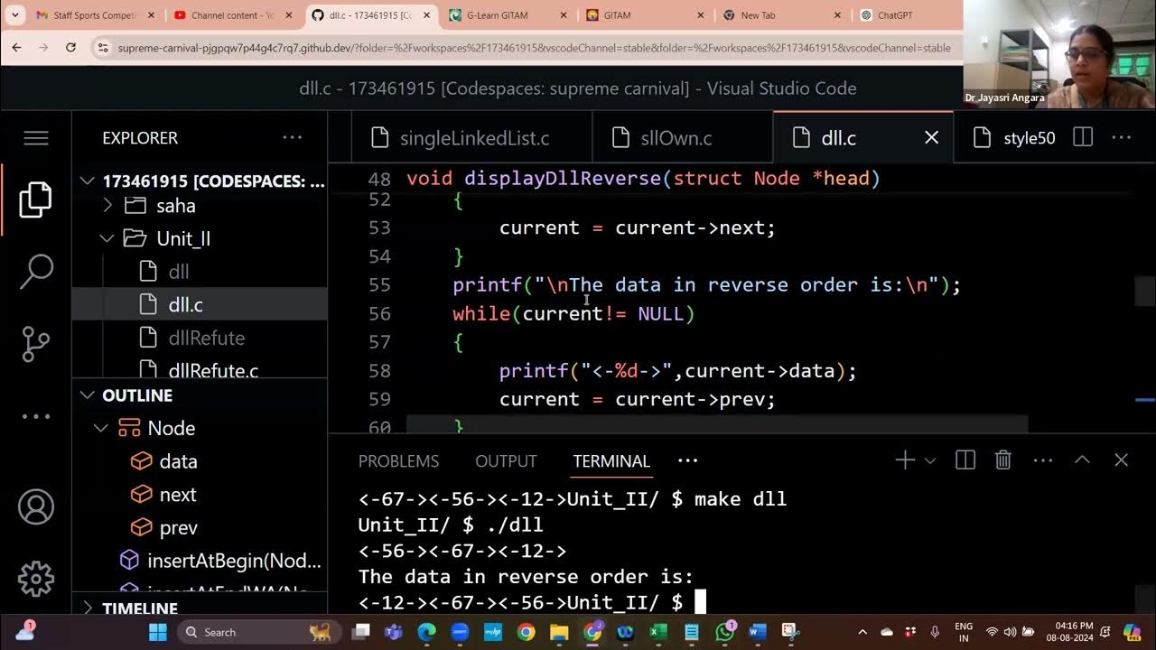 Display Double Linked List in Reverse Order - YouTube