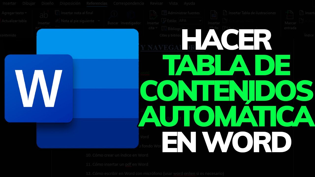 ️ Cómo hacer una TABLA DE CONTENIDOS de forma AUTOMÁTICA en WORD ...