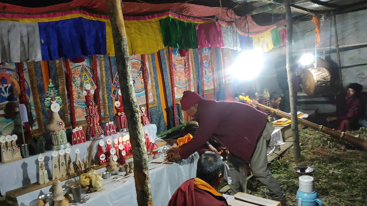 Lama(Priest of Tamang) performing their rituals activities during Ghewa ...