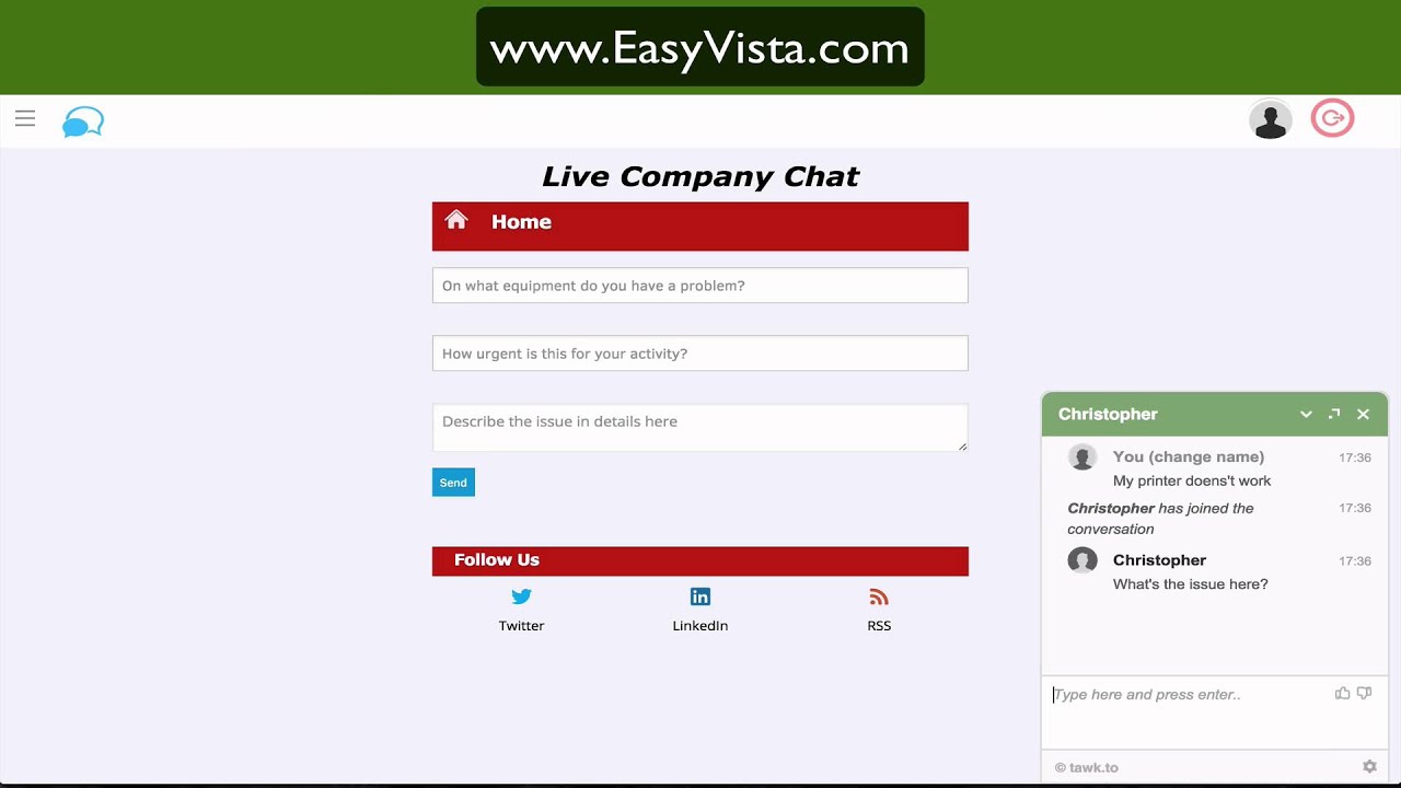 EasyVista Service Apps Live Chat Integration - YouTube