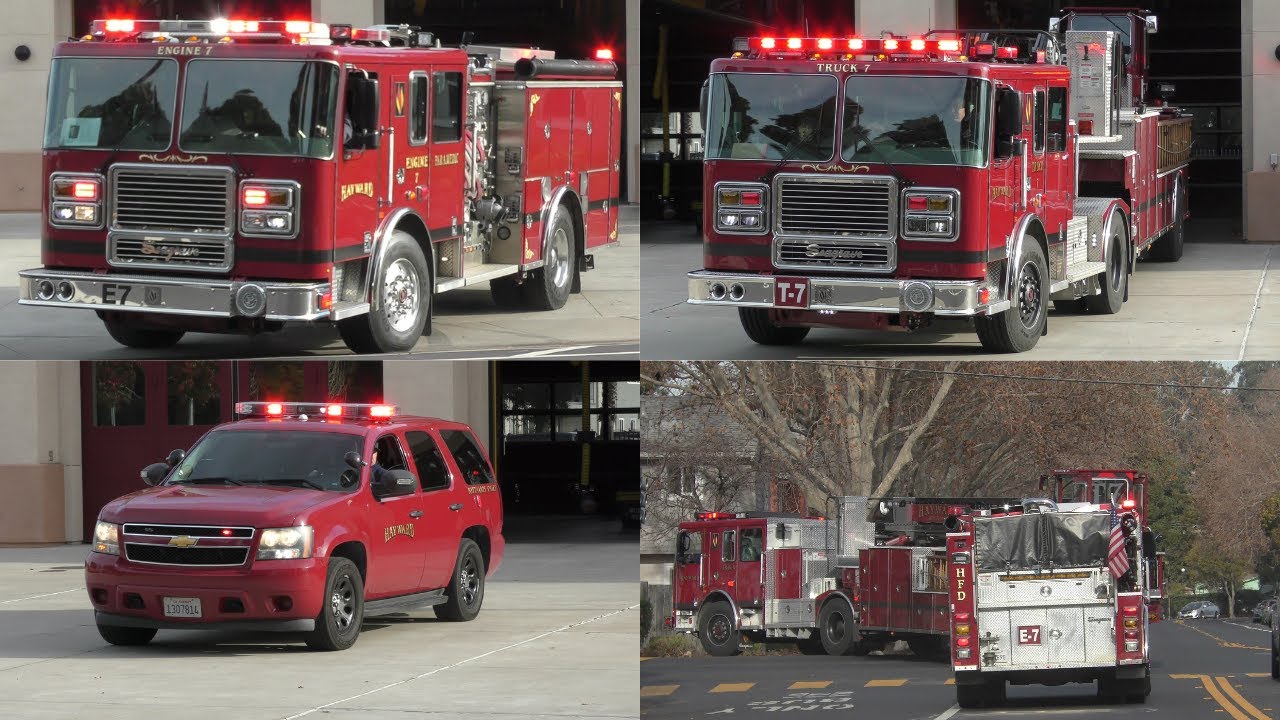 *FULL HOUSE RESPONSE* Hayward Fire Dept. Truck 7, Engine 7, and ...