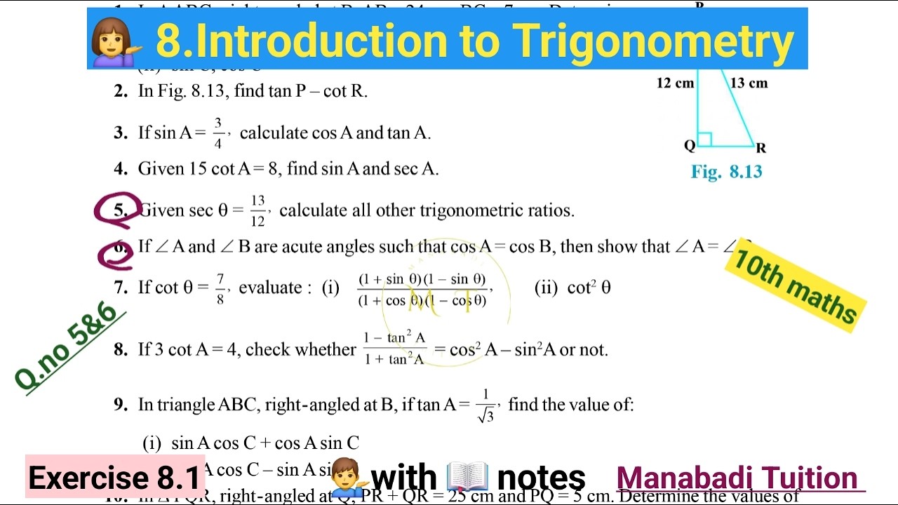 10th class math| Chapter 8| Introduction to trigonometry| Exercise 8.1 ...