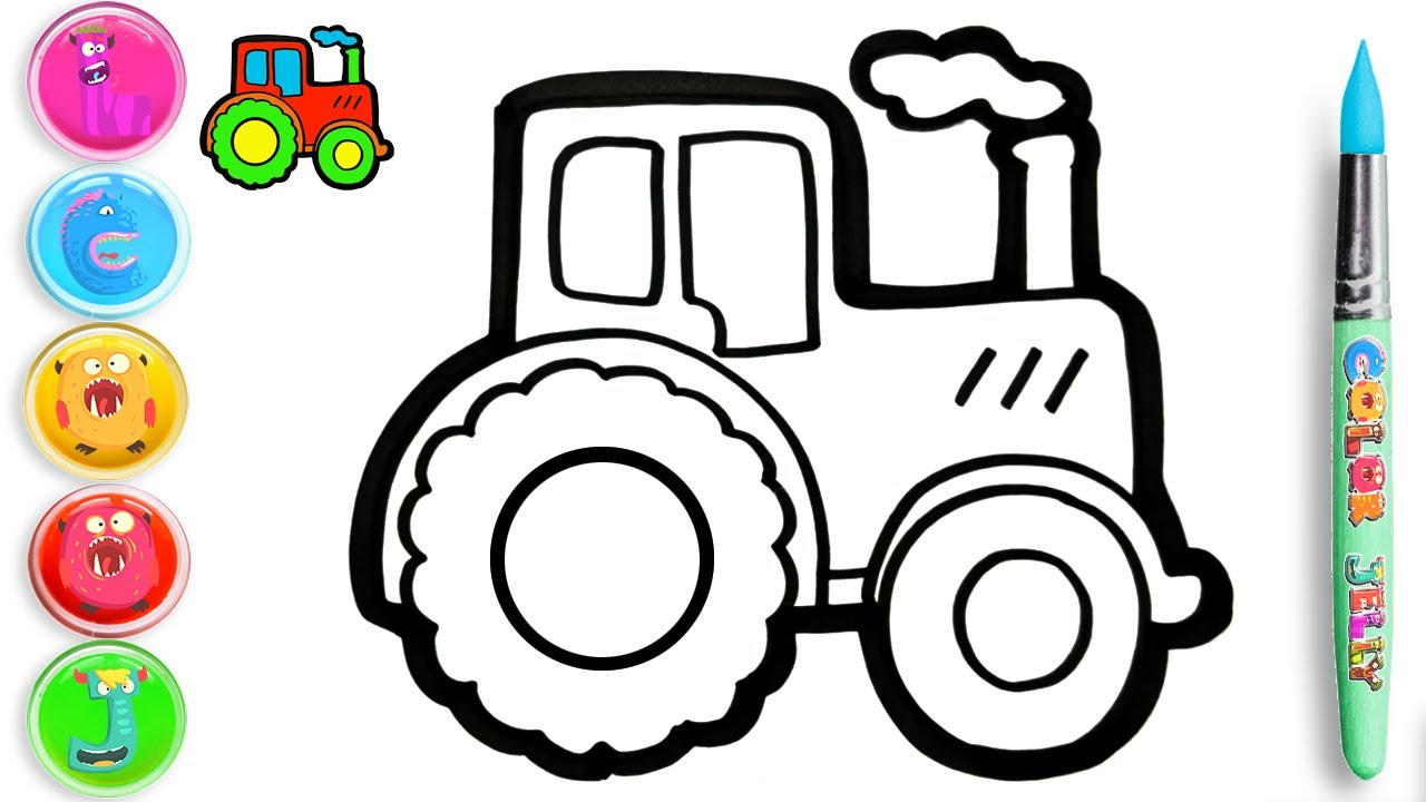 🚜Drawing, Coloring and Painting a Tractor | Easy Step By Step - YouTube
