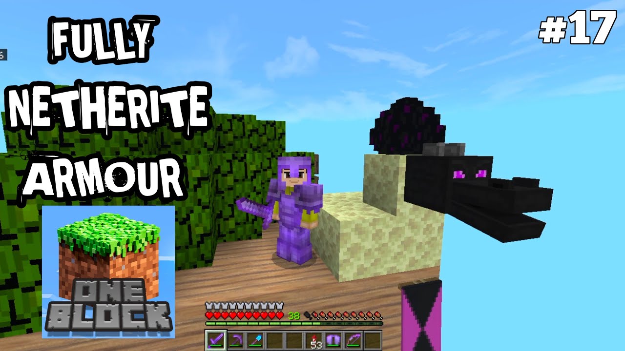 FINALLY FULLY DIMOND ENCHANTED ARMOUR IN MINECRAFT ONE BLOCK #17 - YouTube