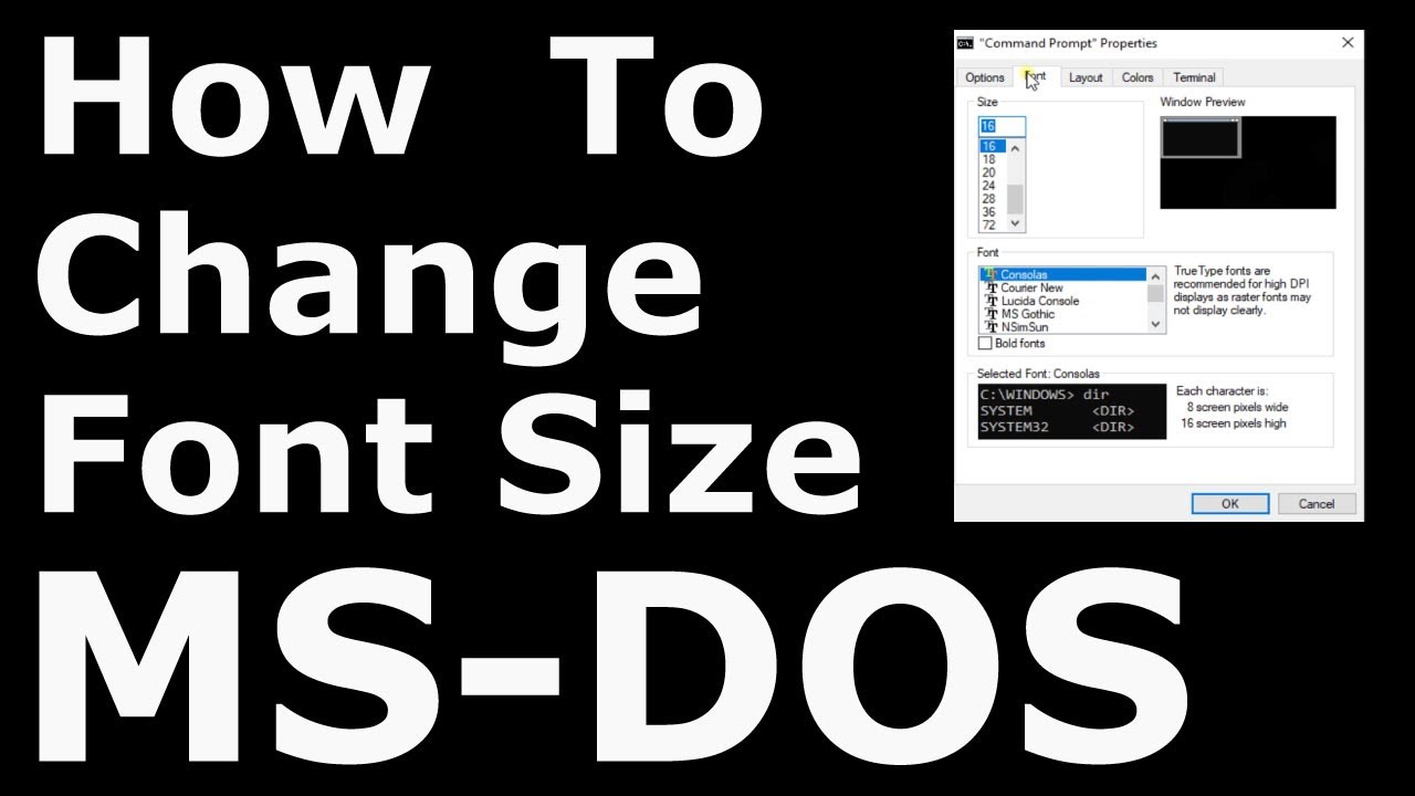 How To Change The Font Size In MS Dos Command Prompt Window In Windows ...