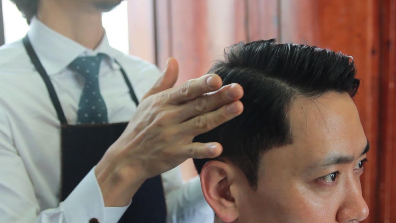 다운펌을 이용한 포마드 헤어스타일 / Man's down perm pomade hair ManHair BarBering ...