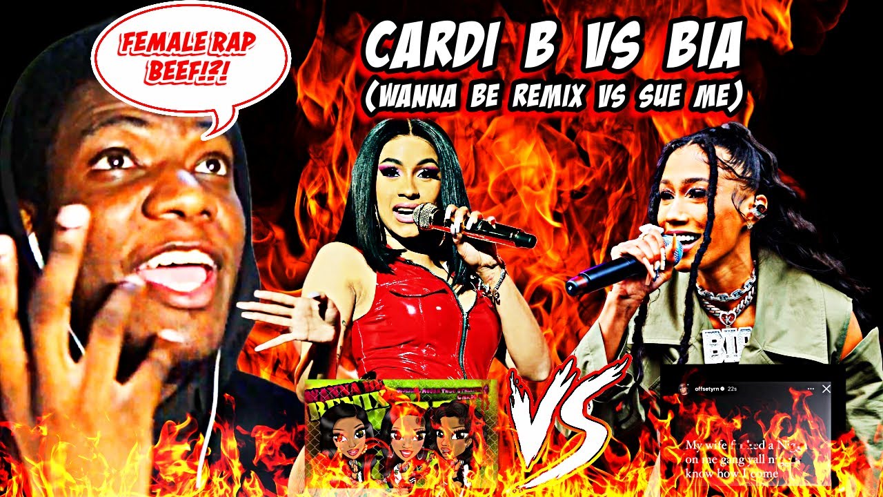 WE GOT FEMALE RAP BEEF!?! Cardi B vs Bia (Wanna Be Remix vs Sue Me ...
