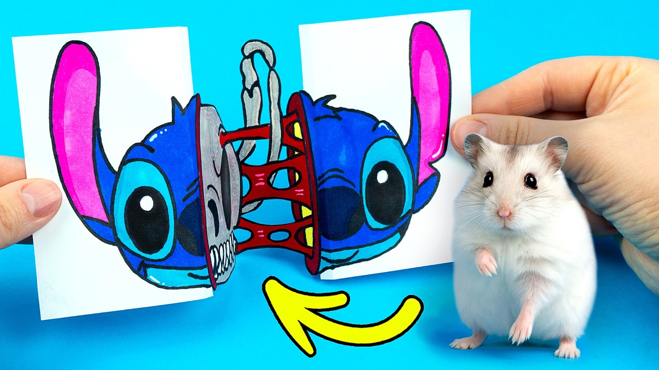 Drawing & Paper Craft Stitch transformation for Hamster and Fans - YouTube