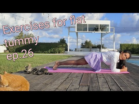 Exercises for flat tummy abs abdomen smaller waist with stretching (Yoga)ep.26