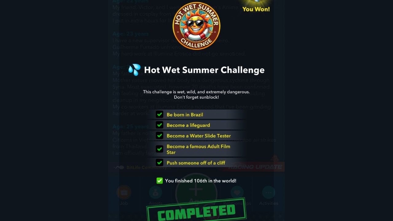 How to Complete Bitlifes Hot Wet Summer Challenge - YouTube