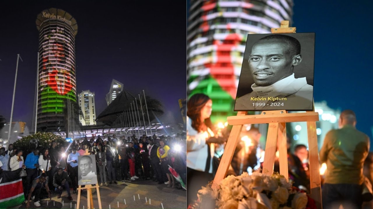 HONORING KELVIN KIPTUM! Display at KICC as Kenya holds candle lighting ...