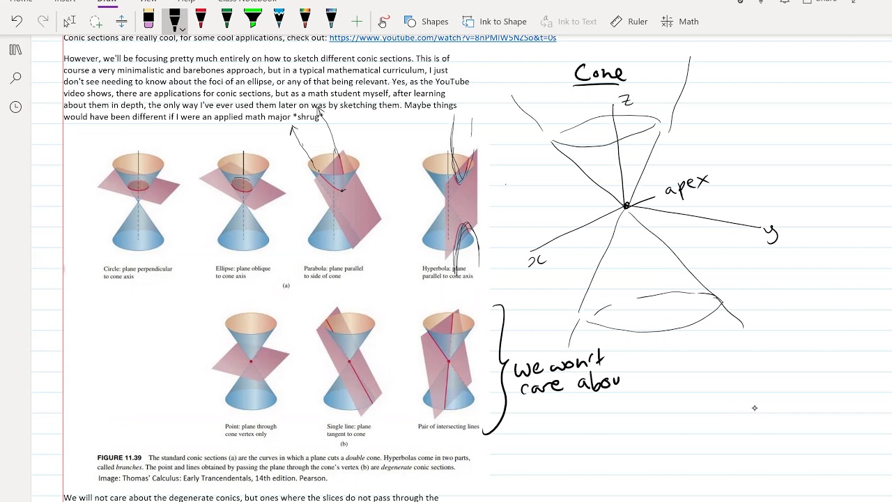 Math 1207-R04 Lecture 33 - Conic Sections, and Intro to 3D space - YouTube