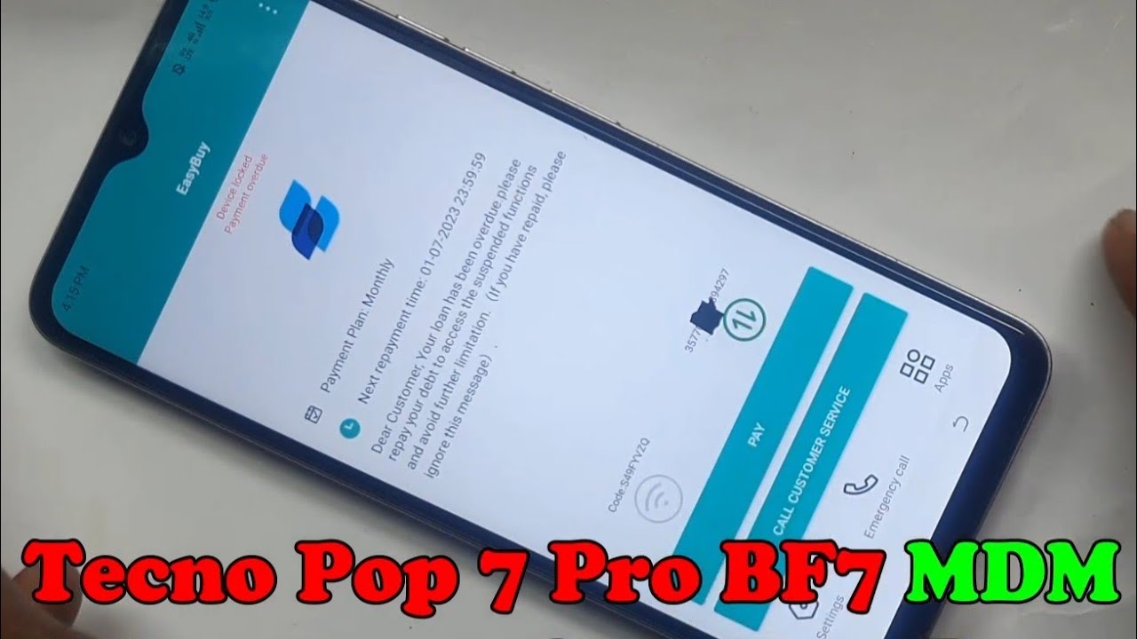 Tecno Pop 7 Pro BF7 MDM Remove Permanent Solution Done - YouTube