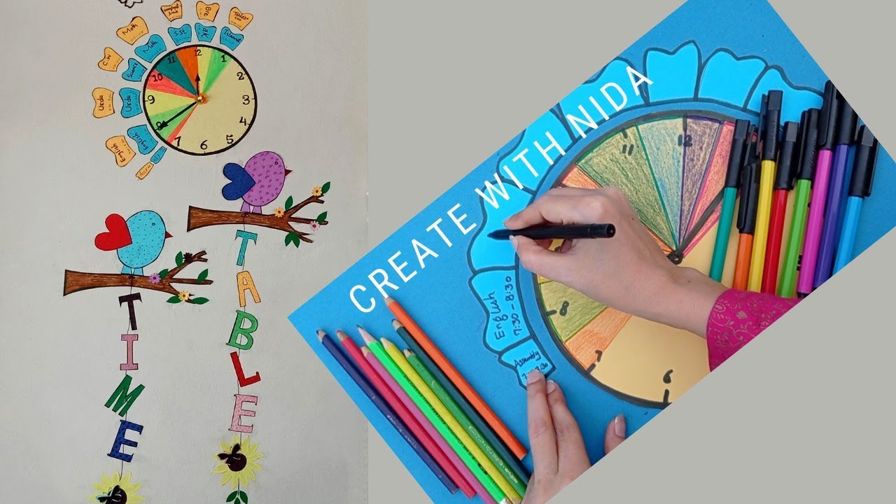 Beautiful Timetable design for School || Clock DIY|| DIY school ...