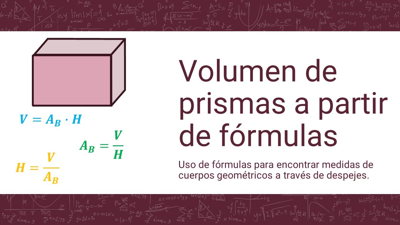 Volumen de prismas a partir de fórmulas - Tercero de secundaria - YouTube