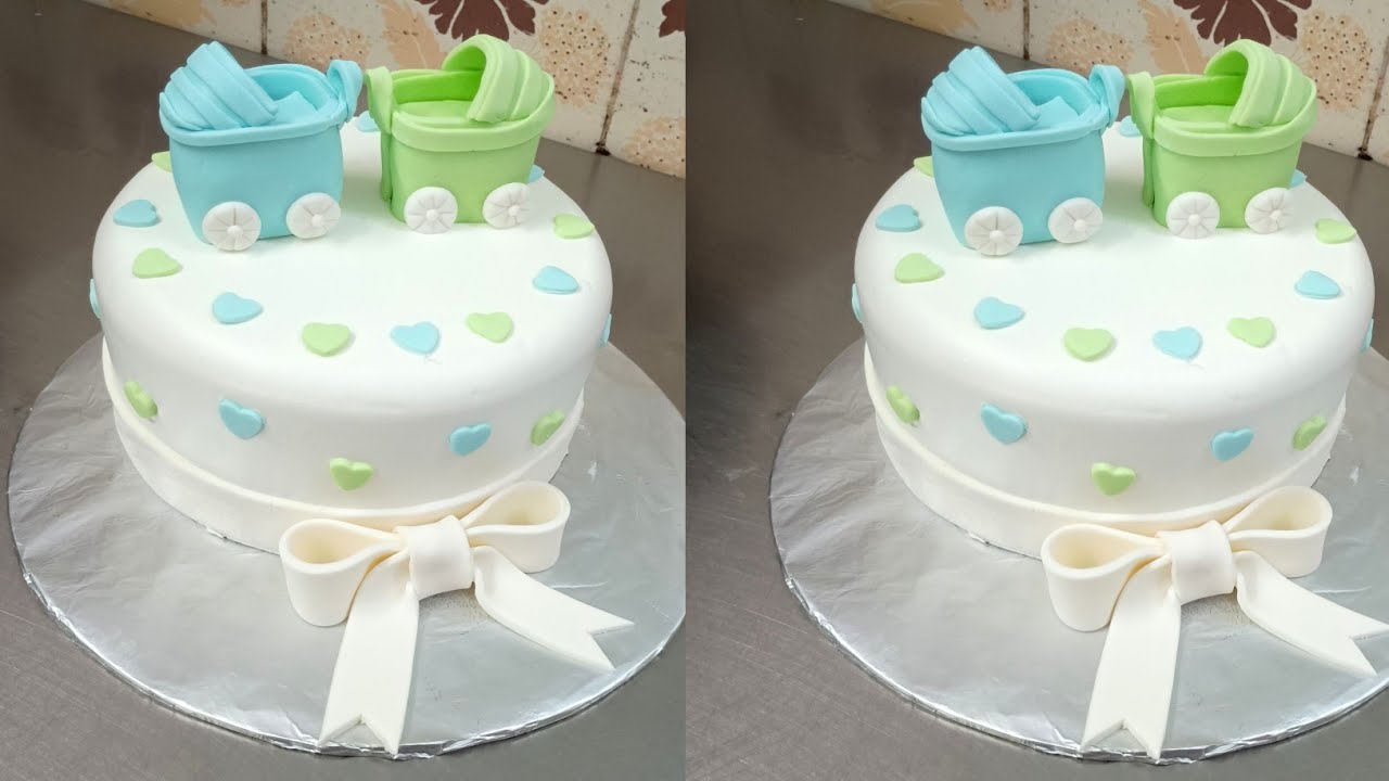 How to make a fondant stroller cake | Stroller cake| Baby Carriage ...