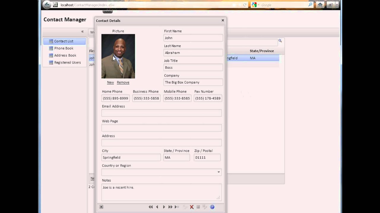 V11 Application Templates - Contact Manager Template - How it works ...