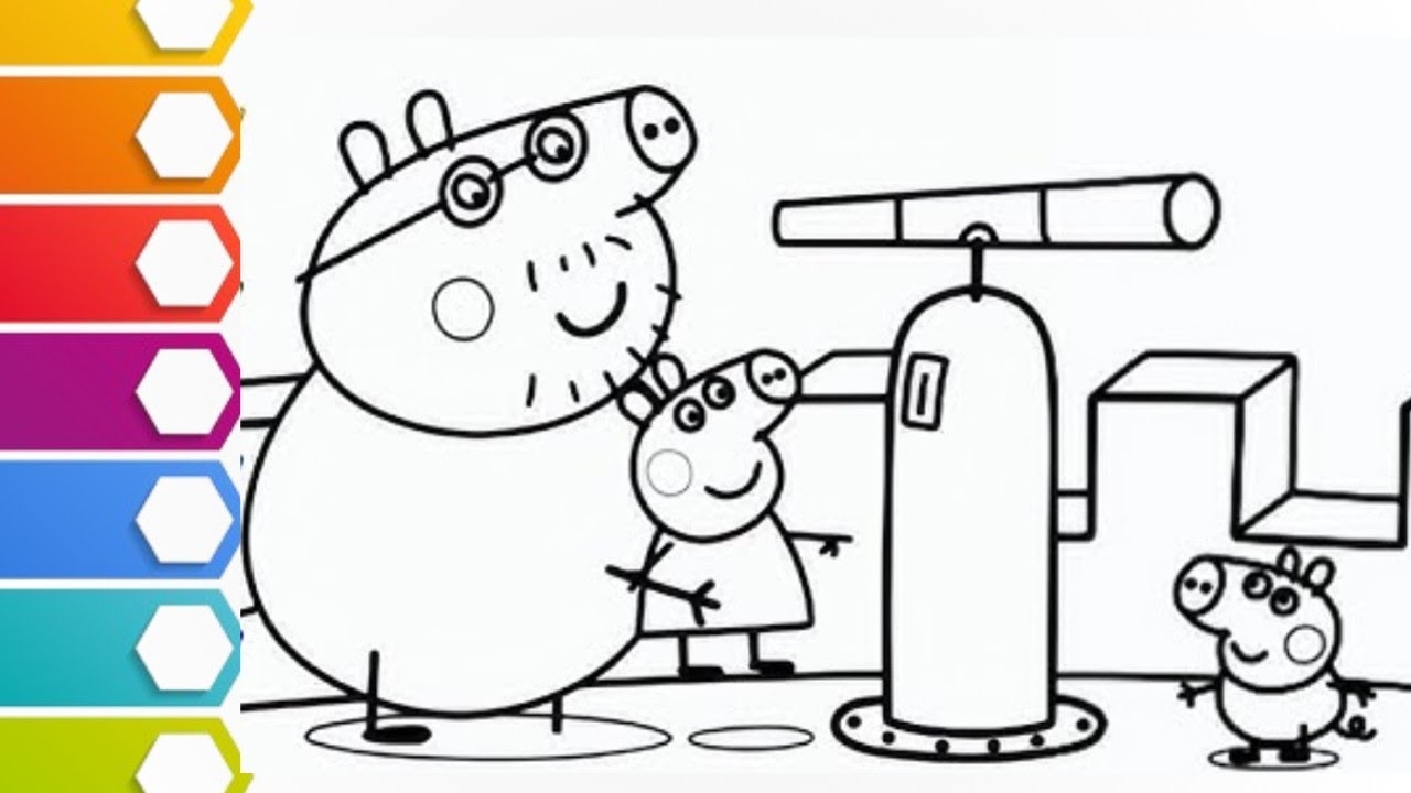 how to draw dad peppa pig 🐷l peppa pig drawing l colorful 💚💜 drawing l ...