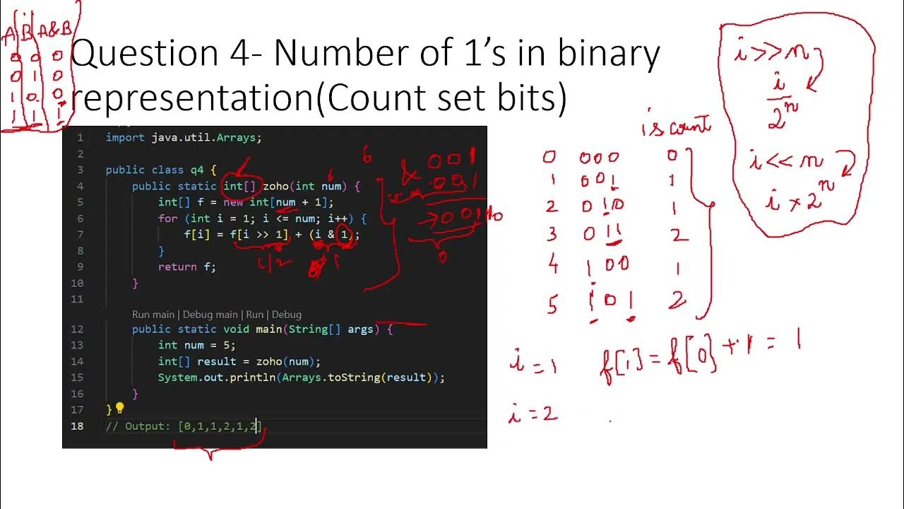 Question 4-Count set bits - Zoho Software developer Level 1 Programming questions - YouTube