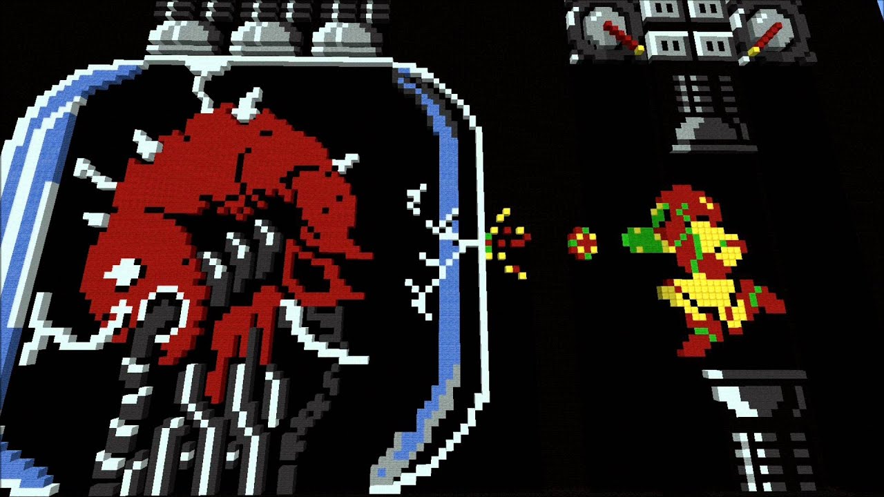 Minecraft 8 bit Art, Samus VS Mother Brain - YouTube