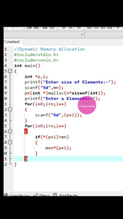 Using Dynamic Memory Allocation find Big Number Program in C Language #shorts - YouTube